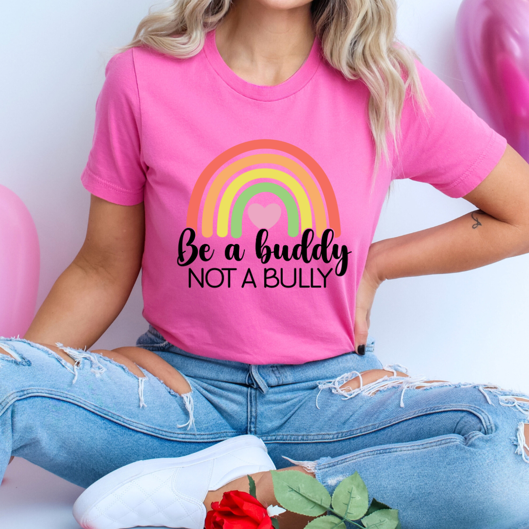 Be A Buddy Pink T- Shirt – Lemon Drop Transfer Shop